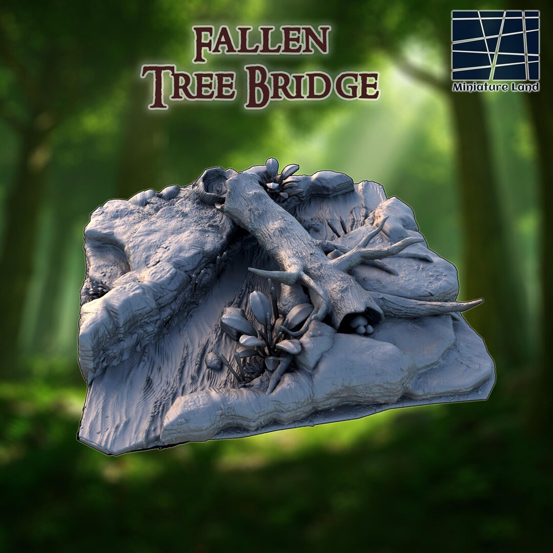 Fallen Tree Bridge: Fantasy River Crossing Terrain, Tabletop Diorama ...