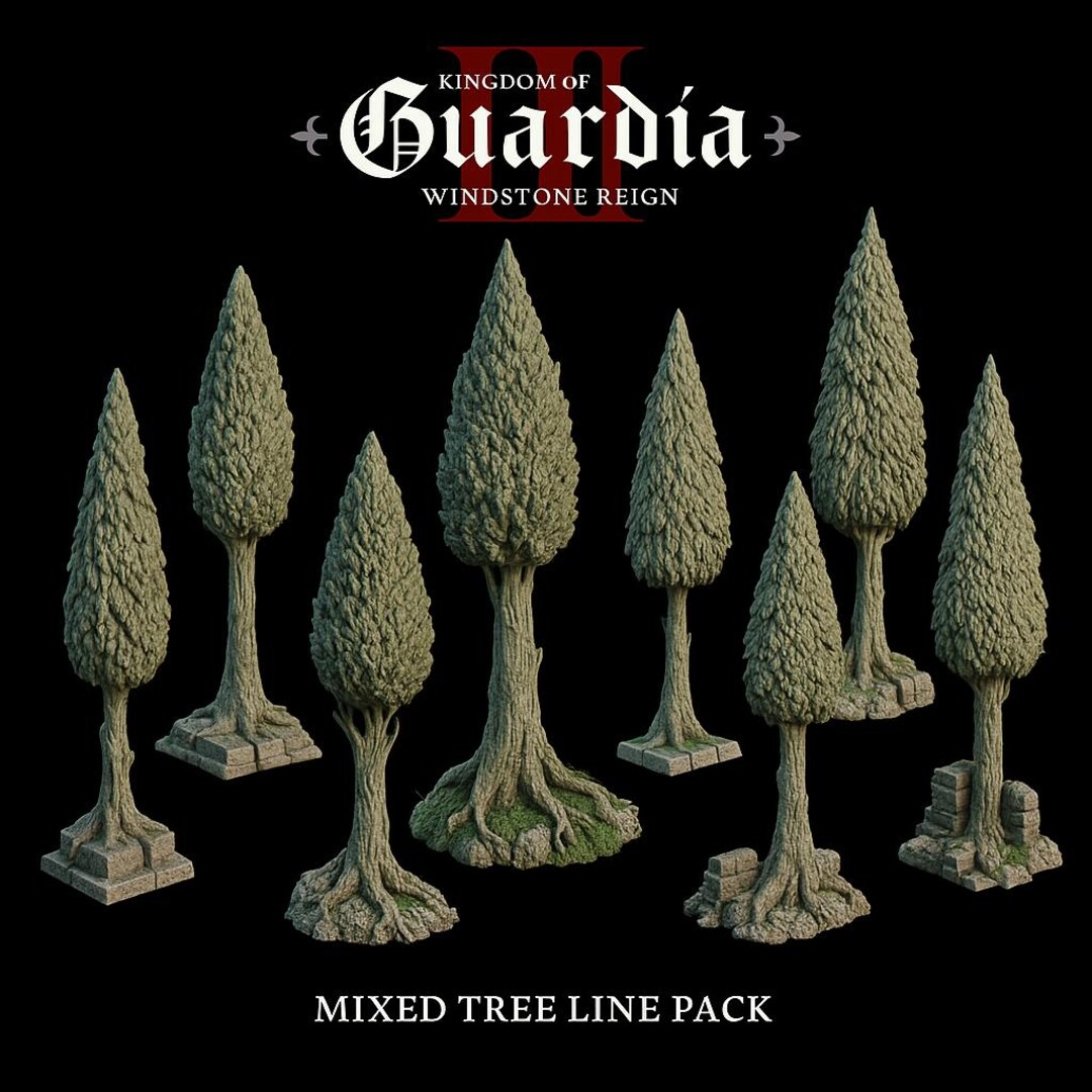 Mixed Tree Line Pack: Fantasy Conifer Trees 28MM Tabletop Terrain ...