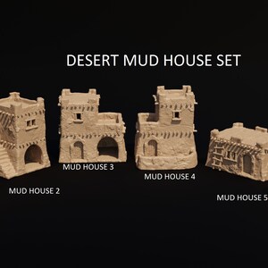 Desert Mud House Set for Dnd, Pathfinder, War Gaming - 6 Tabletop RPG ...