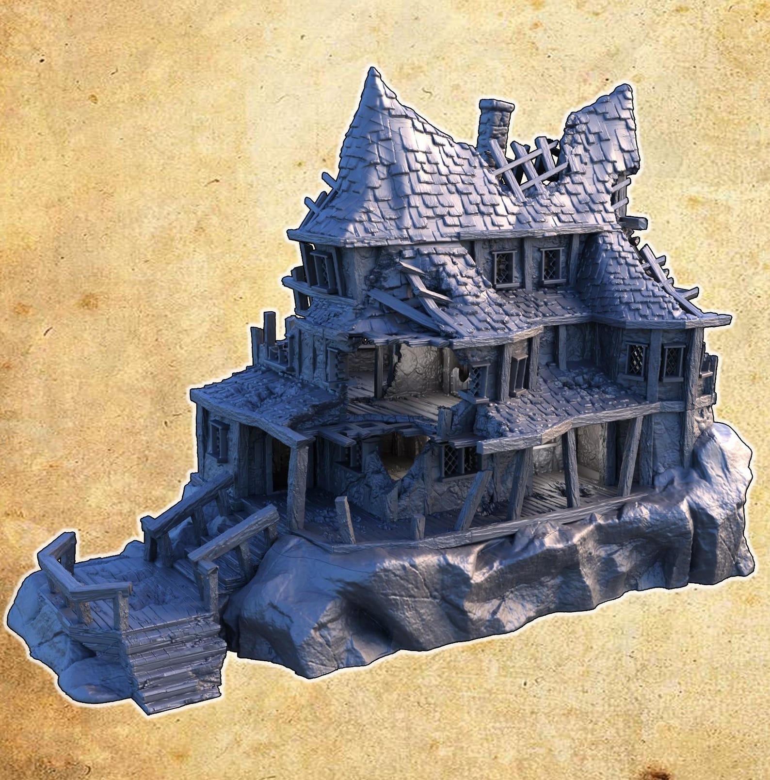 Small Ruined Manor: Gothic Fantasy Haunted House for D&D, Model ...
