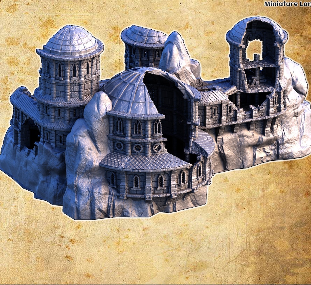 Abandoned Cliff Monastery: Ancient Fantasy Monastery Tabletop Terrain ...