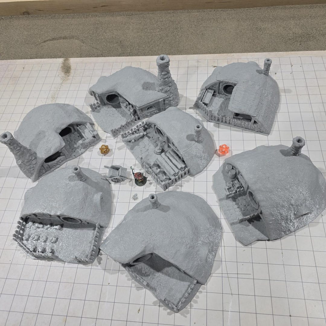 Hobbit Burrow Set of 7, Large Hobbit Houses, Hobbit Village - Etsy