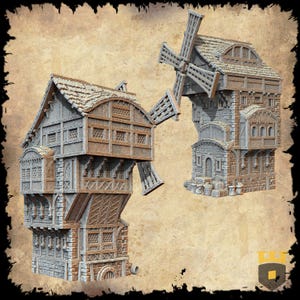 Great Mill: Medieval Windmill Model, Ideal for Rpgs and Wargaming, Detailed Multi-level ...