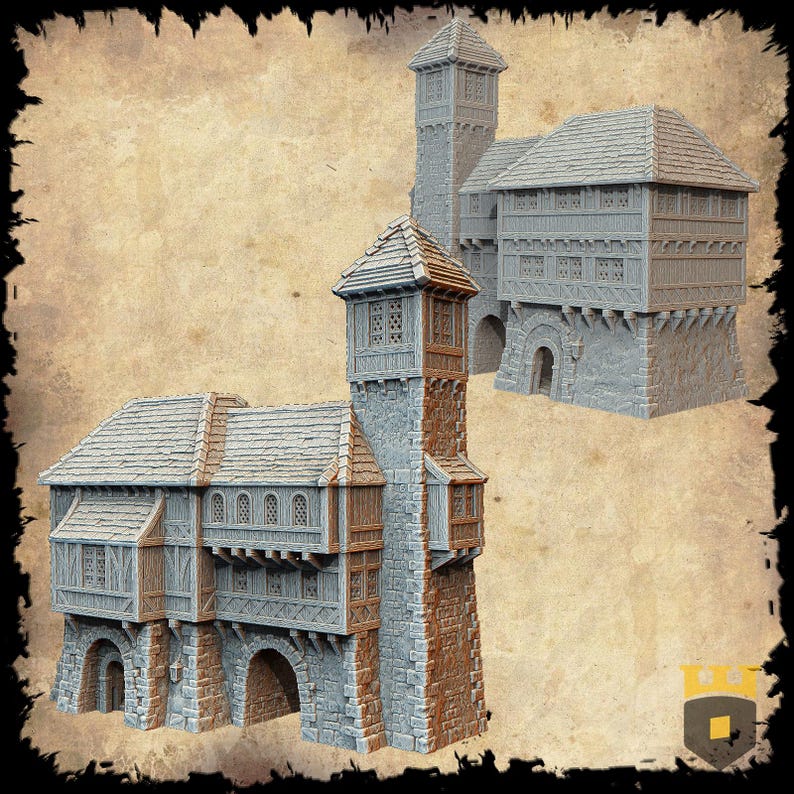 Medieval Barracks Guardhouse Model: Tabletop RPG Fortress, Wood & Stone ...