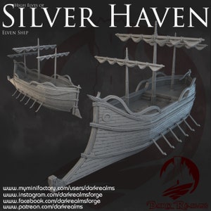 Elven Imperial Navy Ship, Silver Haven, Elven River City - Etsy