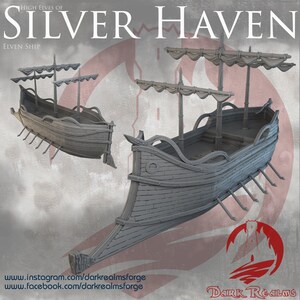 Elven Imperial Navy Ship, Silver Haven, Elven River City - Etsy