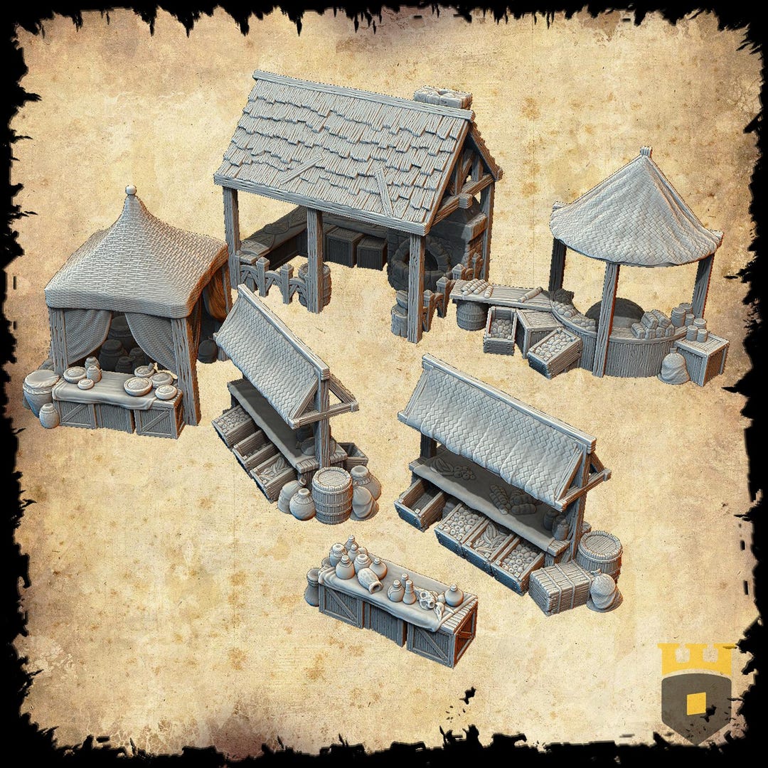 Medieval Market Stalls: Renaissance Era - 28mm Merchant and Trade Setup ...