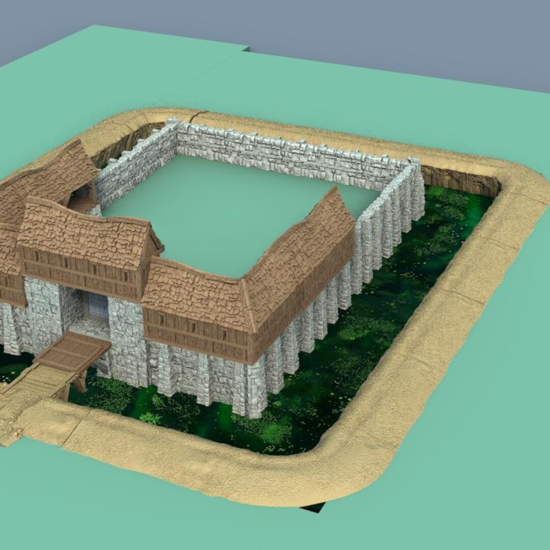 Ruined Estate With Moat & Bridge – Medieval Stronghold for Tabletop RPG ...
