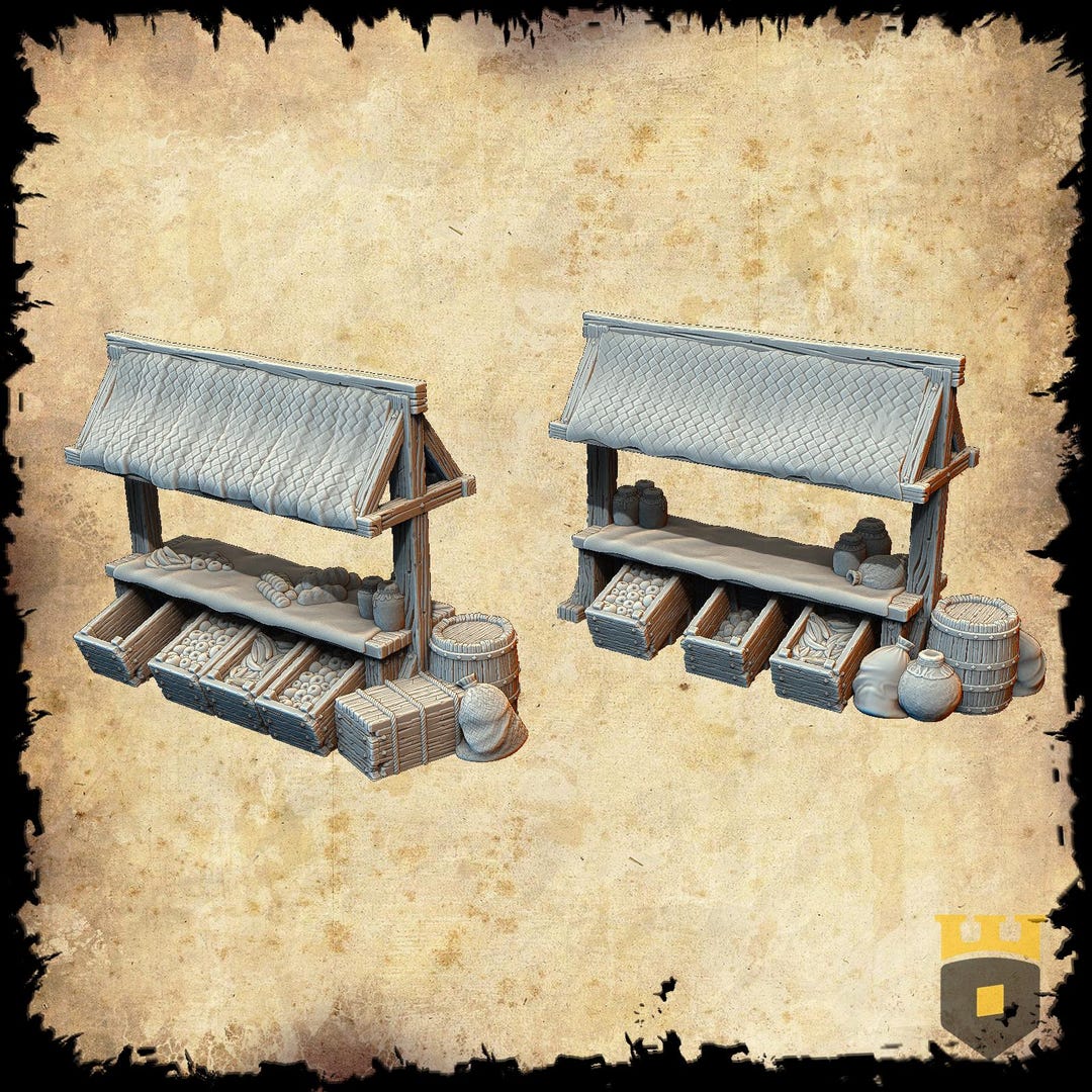 Market Stalls Set: Medieval Merchant Setup - RPG and Model Railroading ...