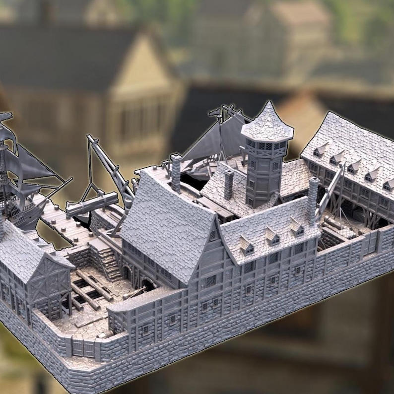 Medieval Shipyard | 28mm Dockyard Terrain With Galleon, Schooner ...