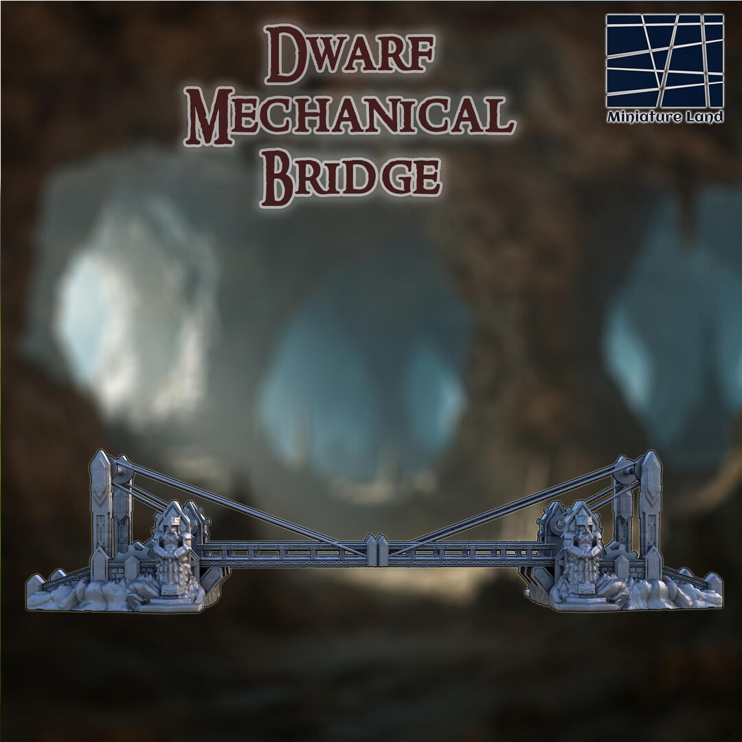 Dwarf Mechanical Bridge: Fantasy Industrial Drawbridge Terrain With ...