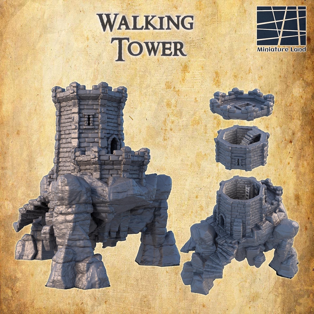 Medieval Fantasy Walking Tower: Animated Defense Fortress Model for ...