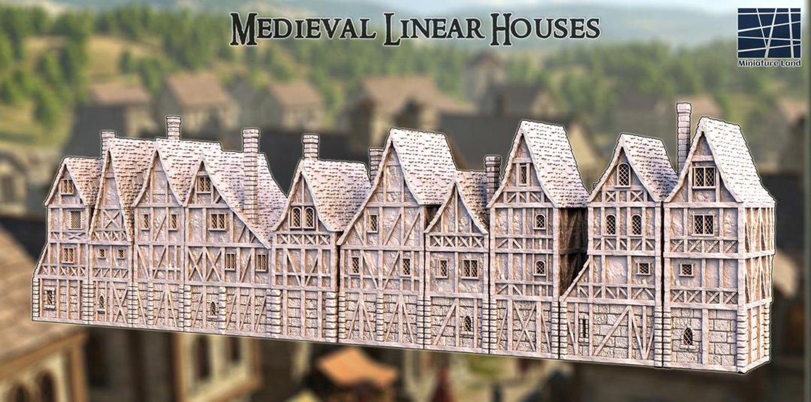 Medieval Linear Houses: 14th Century Row Buildings 28MM Tabletop ...