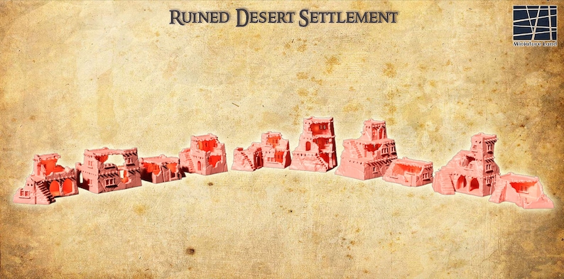Ruined Desert Settlement for Dnd, Pathfinder - 10 Ruined Buildings Set ...