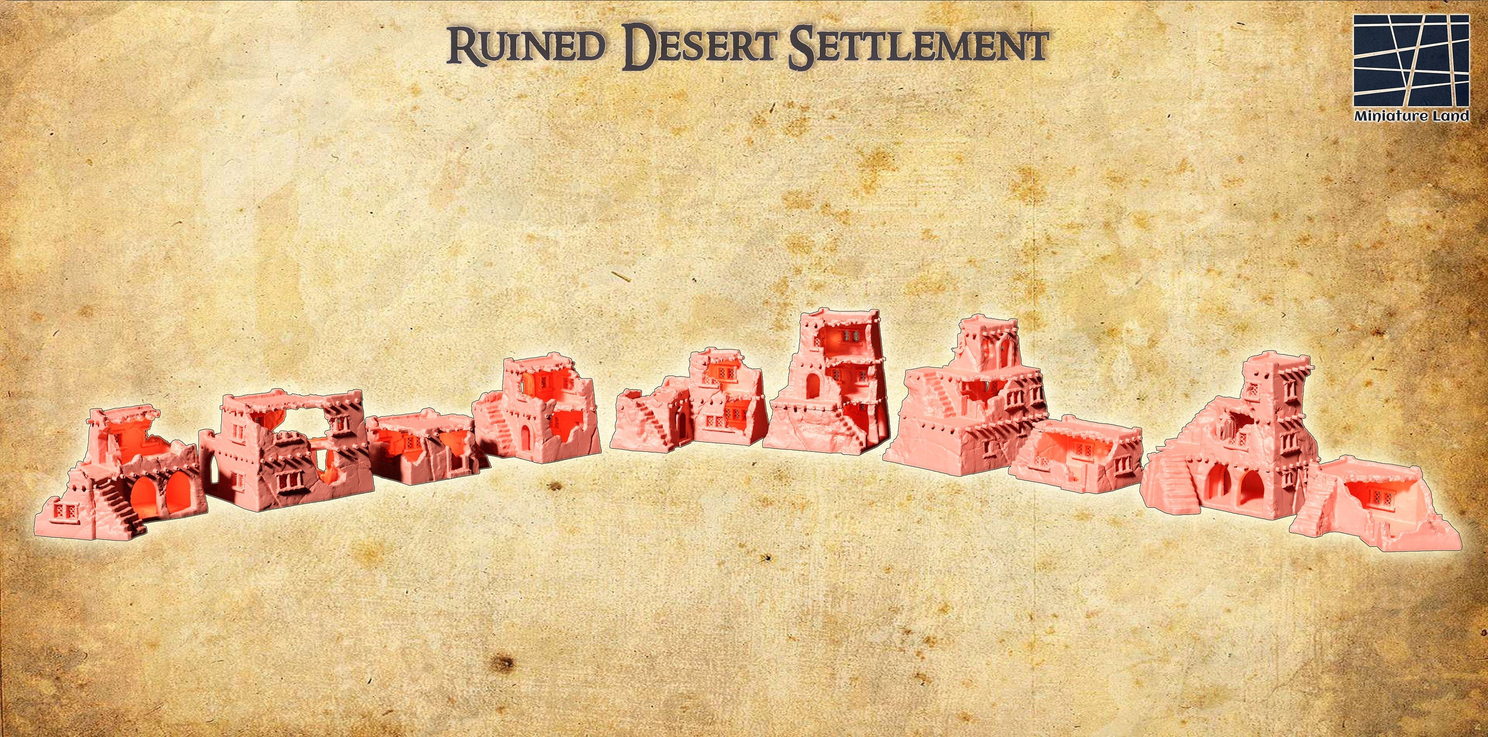 Ruined Desert Settlement for Dnd, Pathfinder - 10 Ruined Buildings Set ...