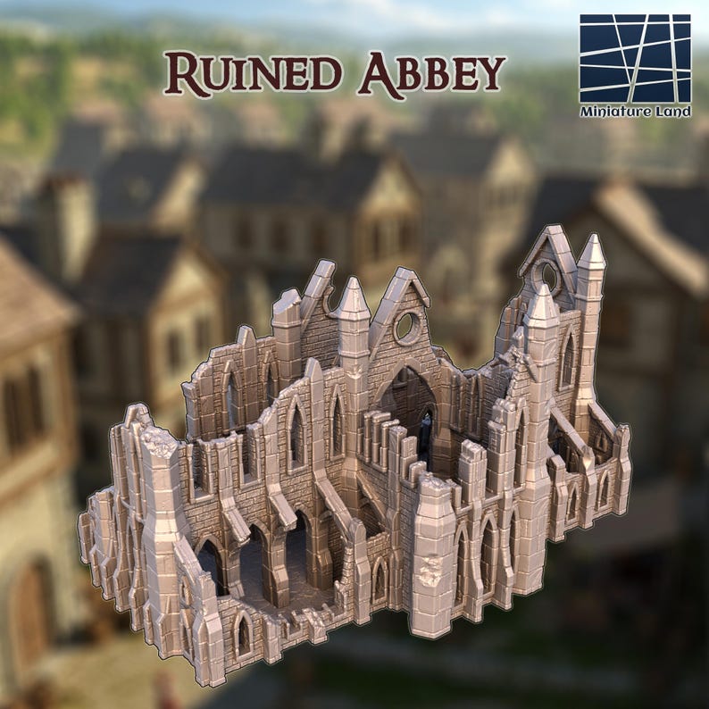 Ruined Abbey: Medieval Gothic Cathedral 28MM Tabletop Terrain, Model ...