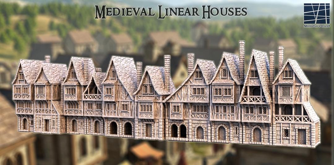 Medieval Linear Houses: 14th Century Row Buildings 28MM Tabletop ...