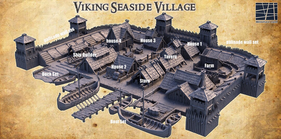 32mm Viking Seaside Village, Viking Village Set, Village Set - Etsy