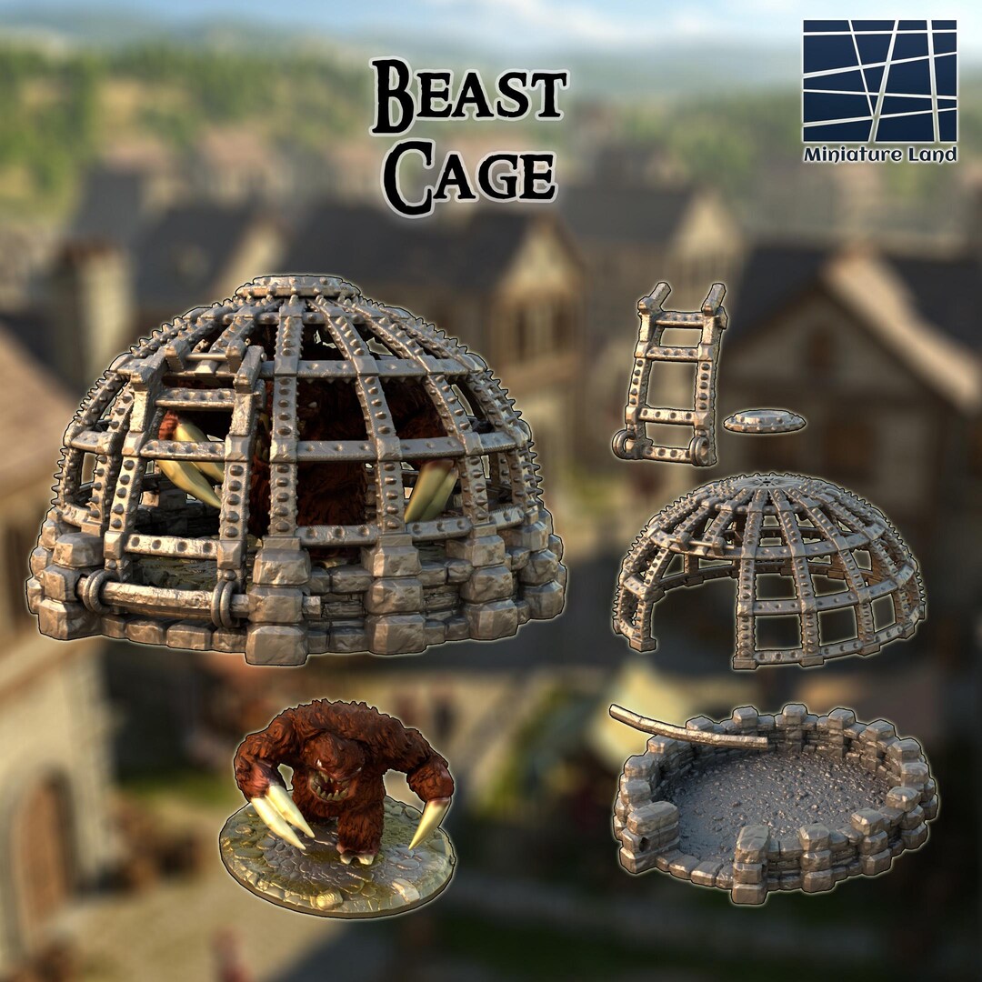 Beast Cage – 28mm Fantasy Encounter Terrain, 3D Printed Unpainted PLA ...