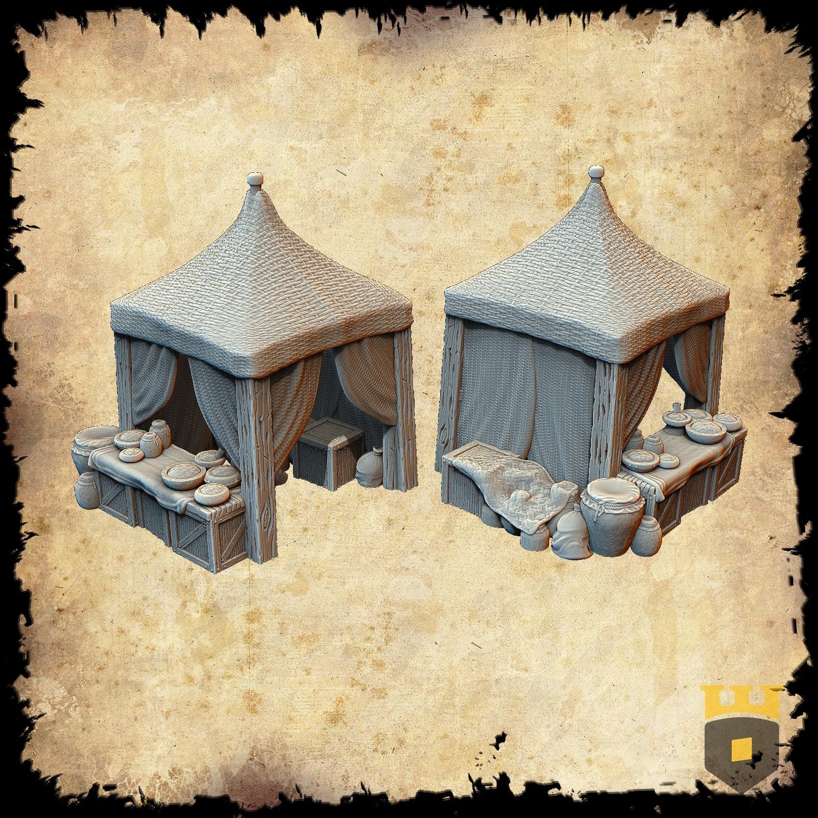 Covered Market Tent: Medieval Pottery Merchant's Setup - Tabletop RPG ...