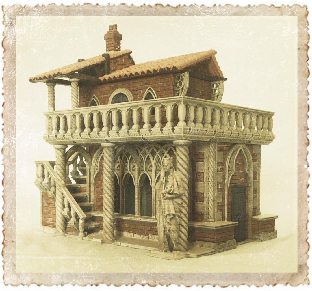 Gothic Balcony Villa: Medieval Architectural Model Kit for Tabletop ...