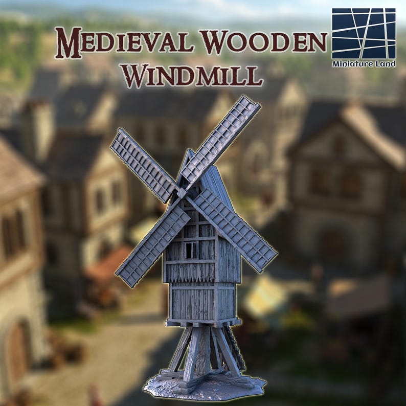 Medieval Wooden Windmill: Functional Gristmill Terrain 28MM Tabletop ...