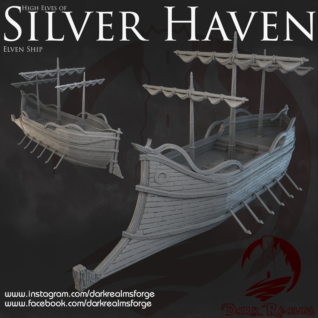 Elven Imperial Navy Ship, Silver Haven, Elven River City - Etsy