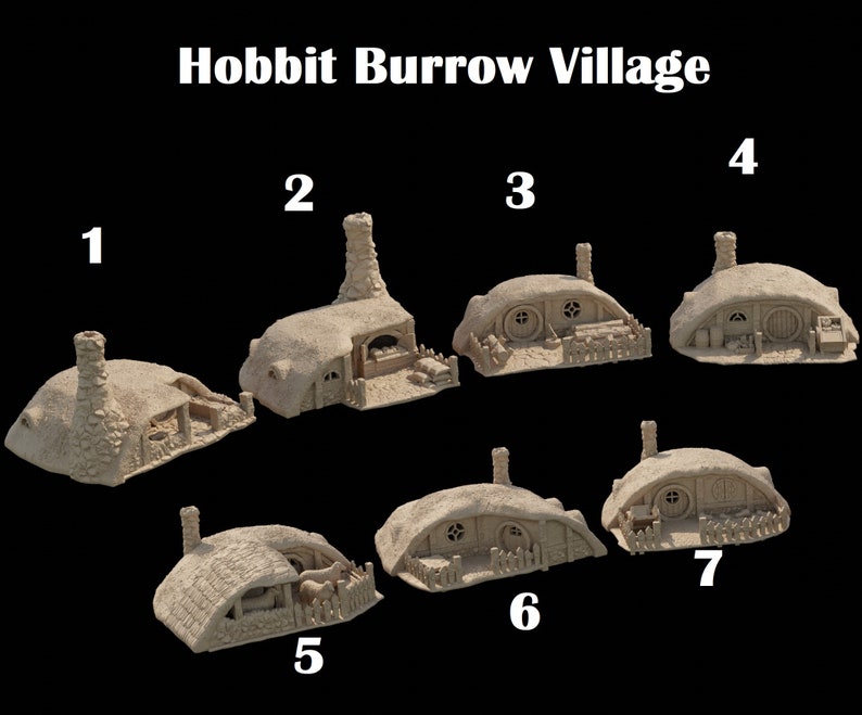 Hobbit Burrow Set of 7, Large Hobbit Houses, Hobbit Village - Etsy