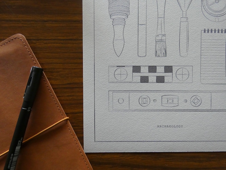 Archaeology Tools Physical Print | A5, A4, A3 Sizes Available | 300gsm ...