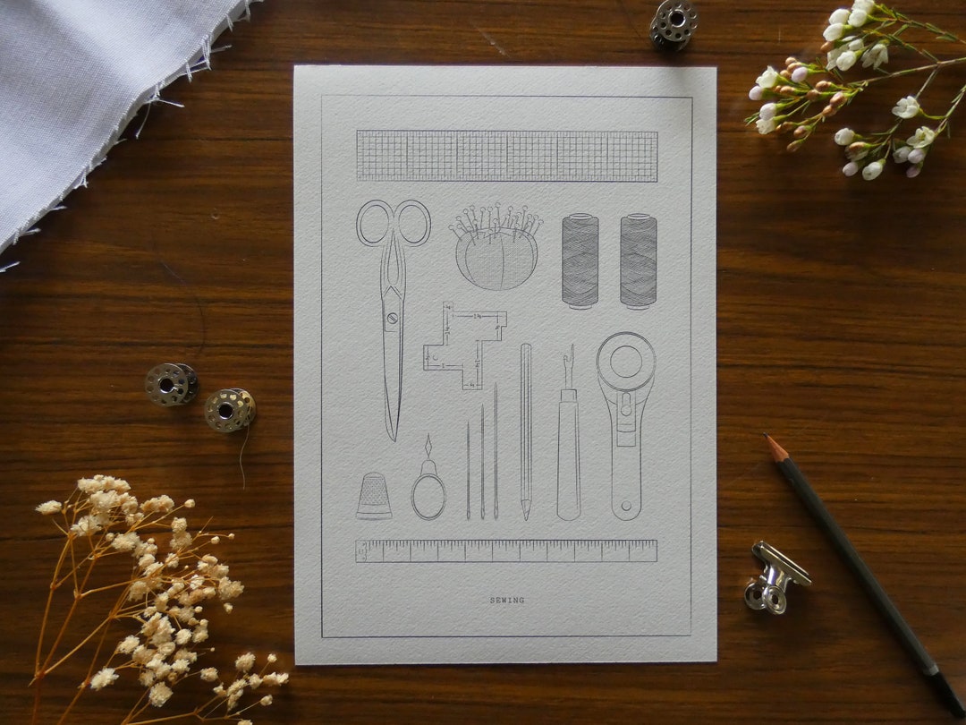 Sewing Tools Poster - Etsy