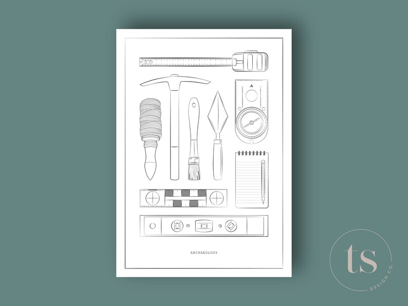 Archaeology Tools Physical Print | A5, A4, A3 Sizes Available | 300gsm ...