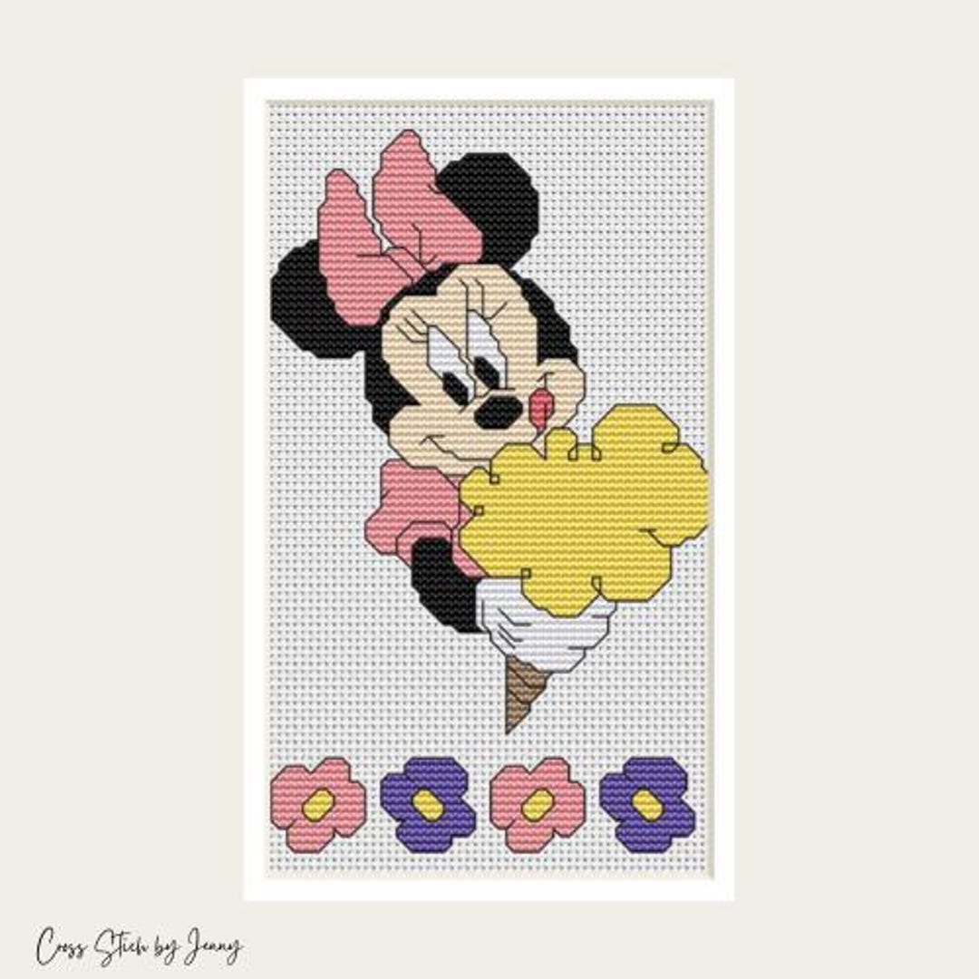 Baby Minnie Mouse Cross Stitch Chart Pattern 14 Count 11 Cm X 17 Cm DMC ...