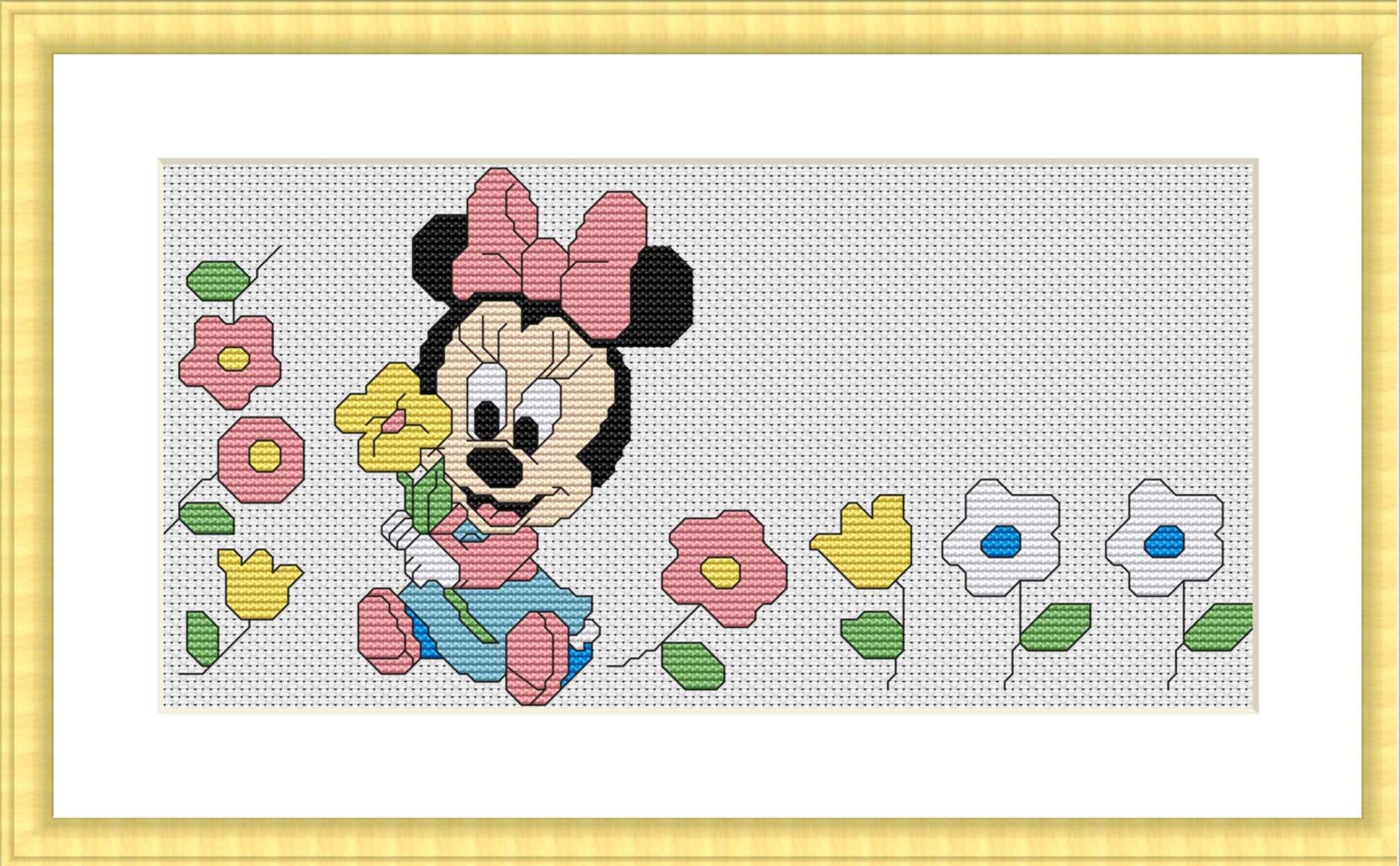 Baby Minnie Mouse Cross Stitch Chart Pattern 14 Count 26 Cm X - Etsy