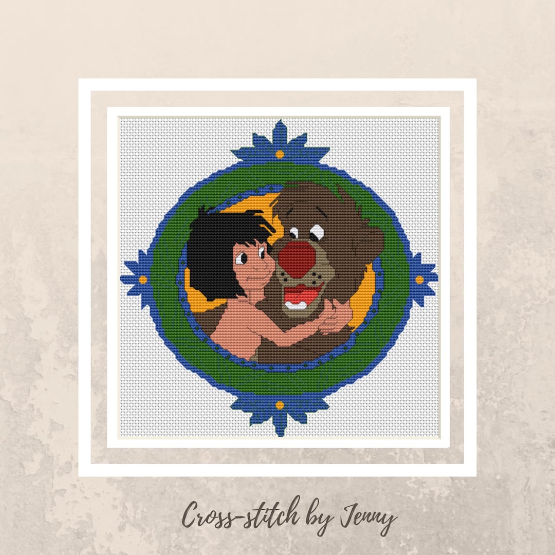 The Jungle Book Cross Stitch Pattern, Mowgli and Baloo (digital ...