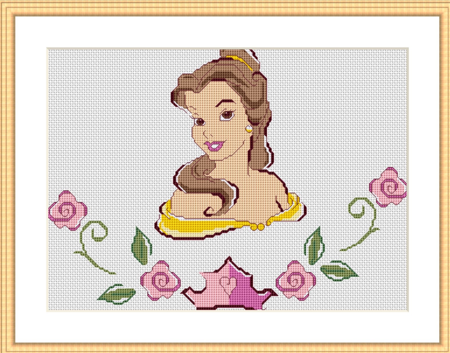 Beauty and the Beast Belle Cross Stitch Chart Pattern 14 Count 29 Cm X ...