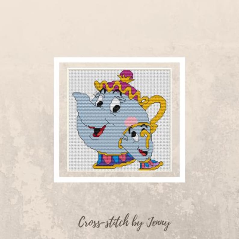 Mrs. Potts & Chip Cross Stitch Pattern, Beauty and the Beast (digital ...