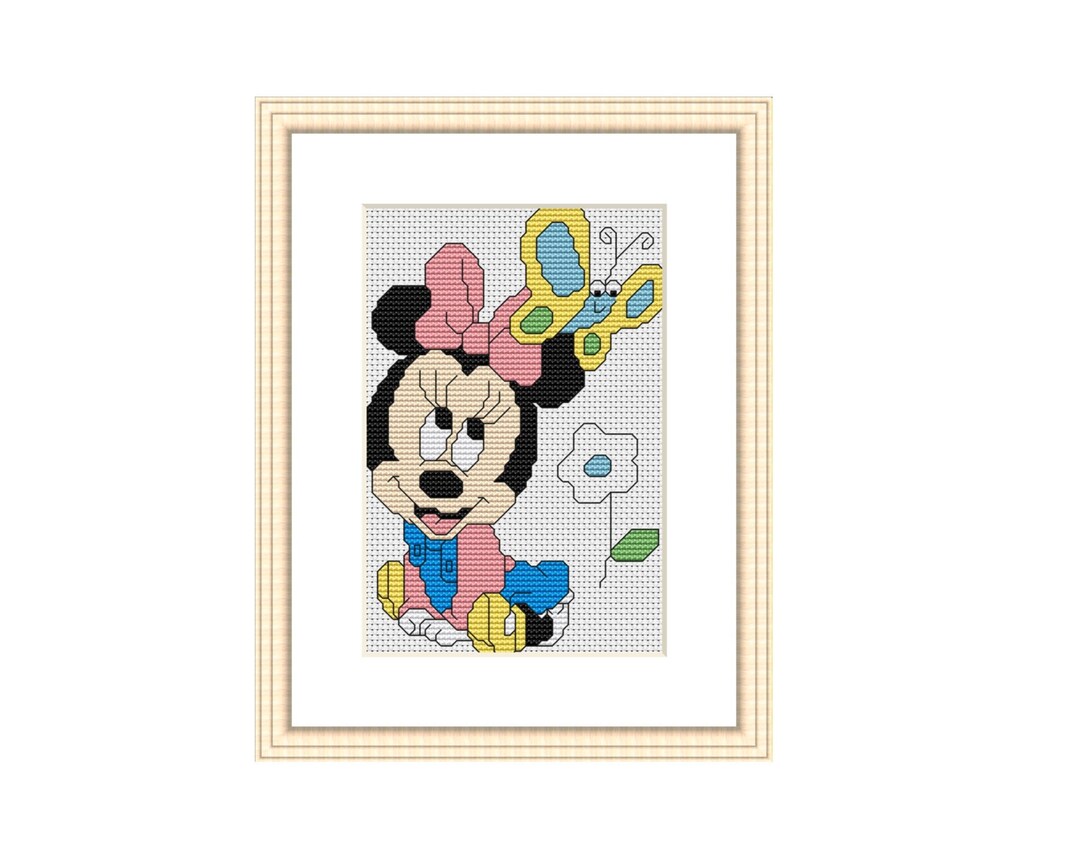 Baby Minnie Mouse Cross Stitch Chart Pattern 14 Count 11 Cm X 17 Cm DMC ...