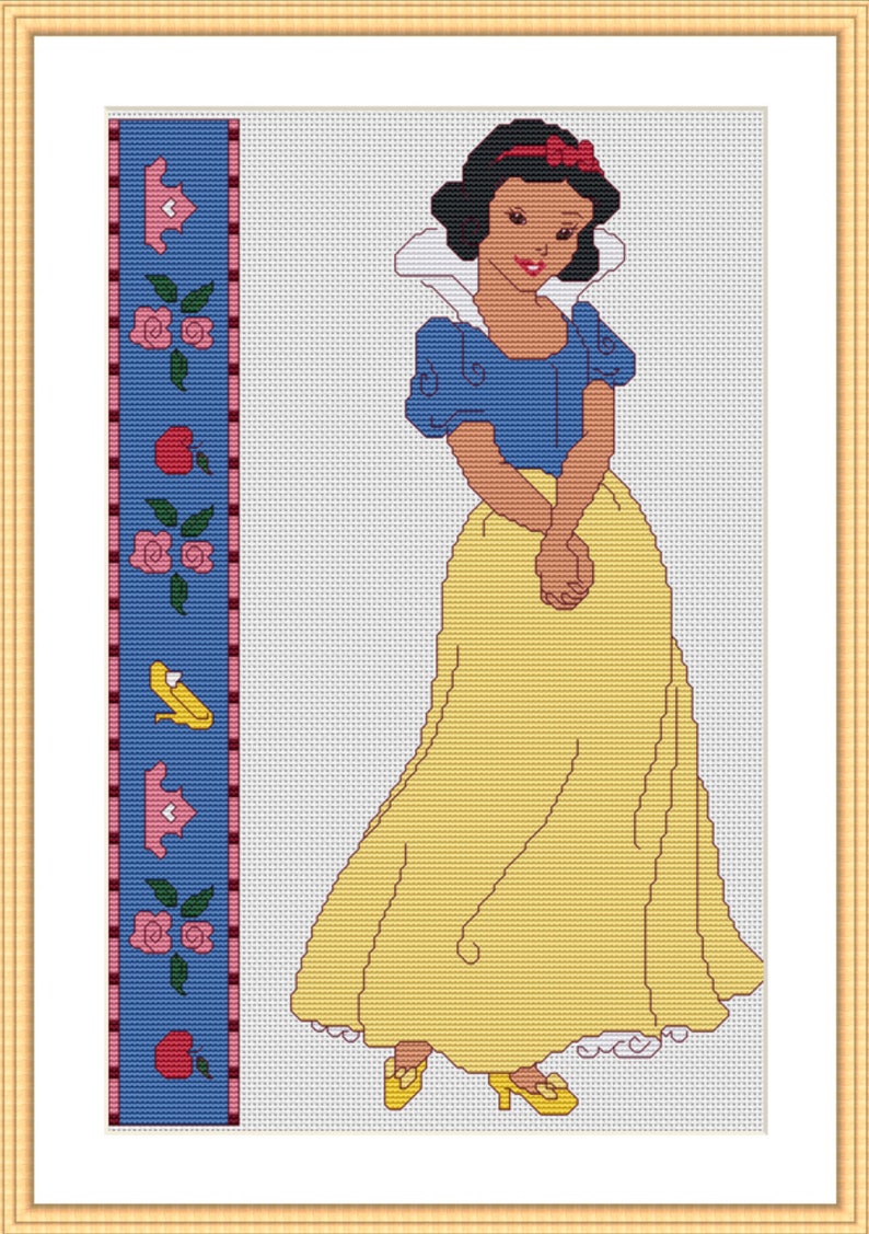 Snow White Cross Stitch Chart Pattern 14 Count 23 Cm X 36 Cm DMC ...
