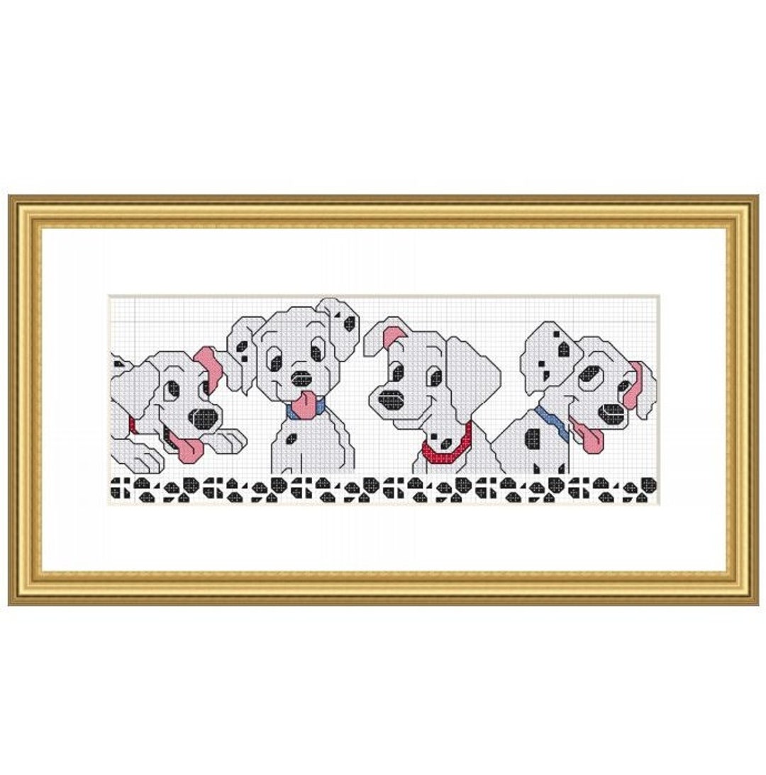 101 Dalmatians Cross Stitch Chart Pattern 14 Count 21 Cm X 8 Cm DMC ...