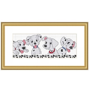 101 Dalmatians Cross Stitch Chart Pattern 14 Count 21 Cm X 8 Cm DMC ...