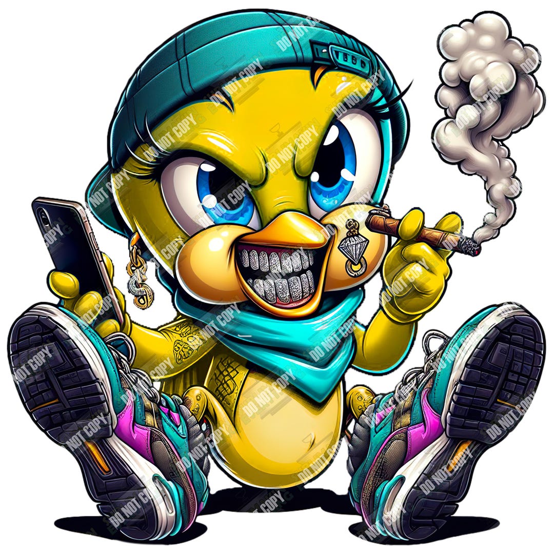 Thug Life Canary Bird With Cigar and Sneakers - High-quality PNG File ...