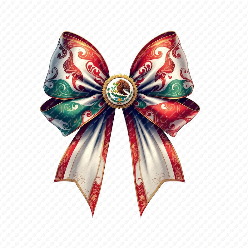 Mexican Flag Bow Clipart Bundle | Fiesta Coquette Ribbon PNG | Mexico ...