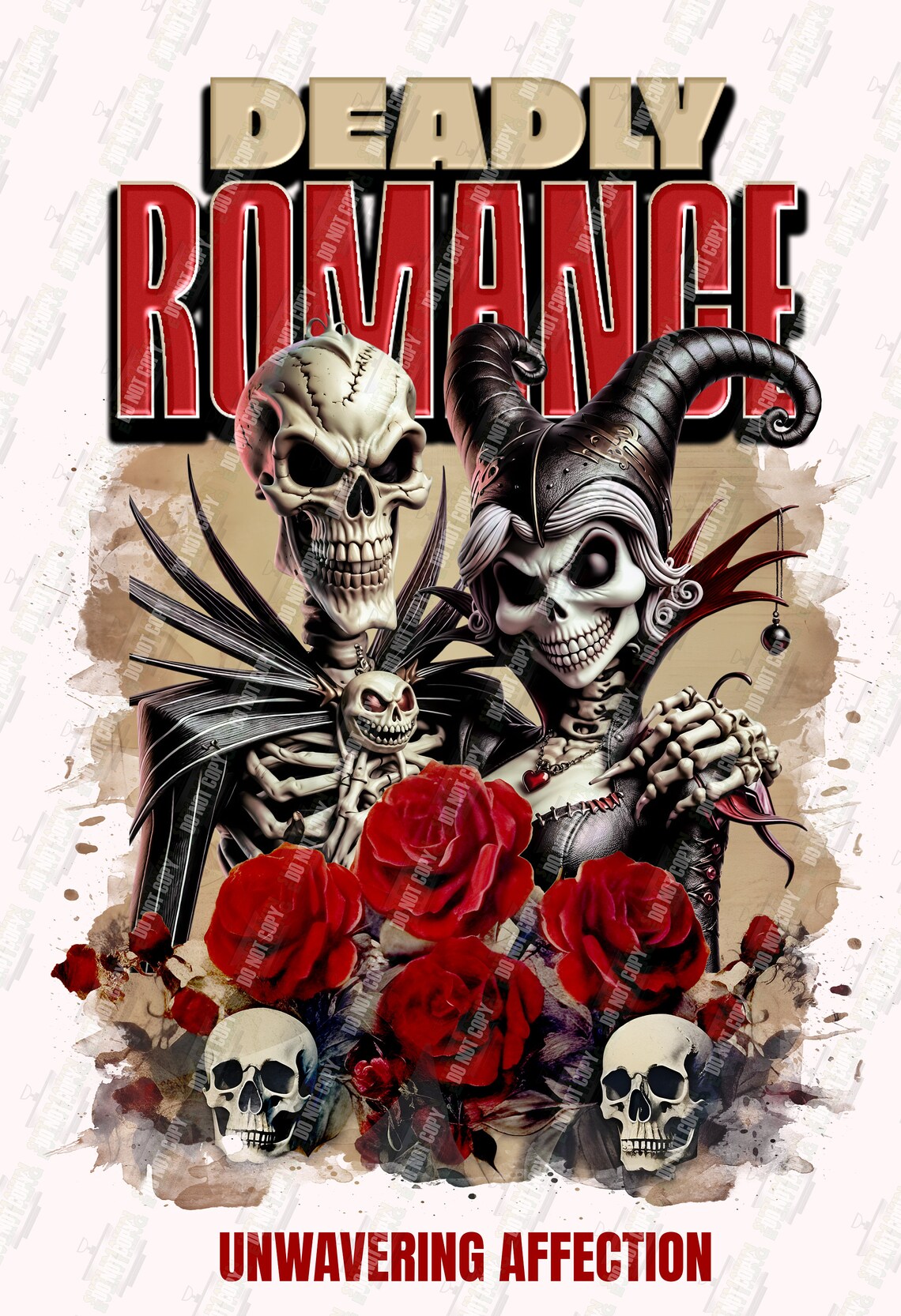 Deadly Romance PNG - Gothic Skeleton Couple Digital Art for Halloween ...