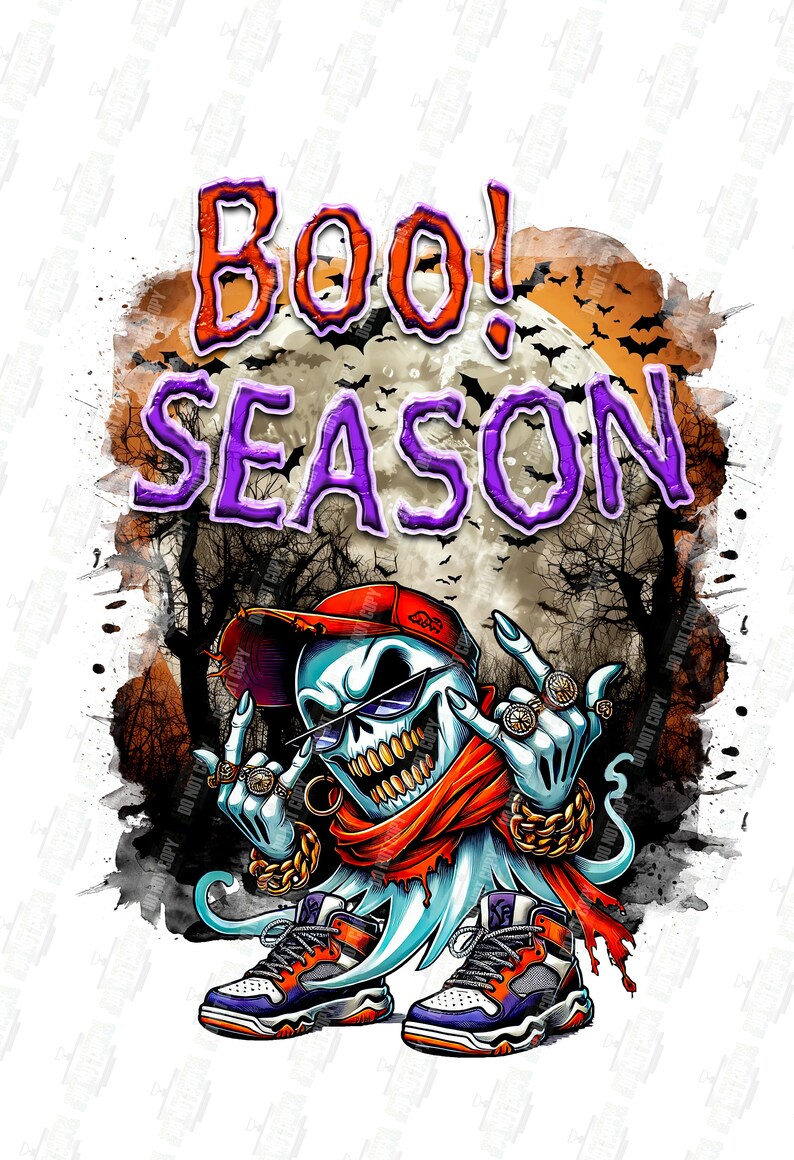 Boo Season PNG Hip Ghost Digital Art for Halloween Decor, Shirts, and ...