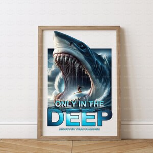 Only in the Deep Adventure Ocean Poster - Instant Download, Surfer Vs ...