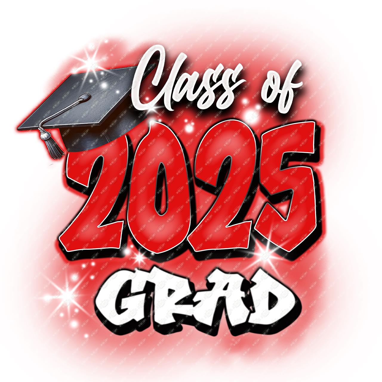 Class of 2025 Grad Airbrush PNG - Vibrant Red Digital Art for ...