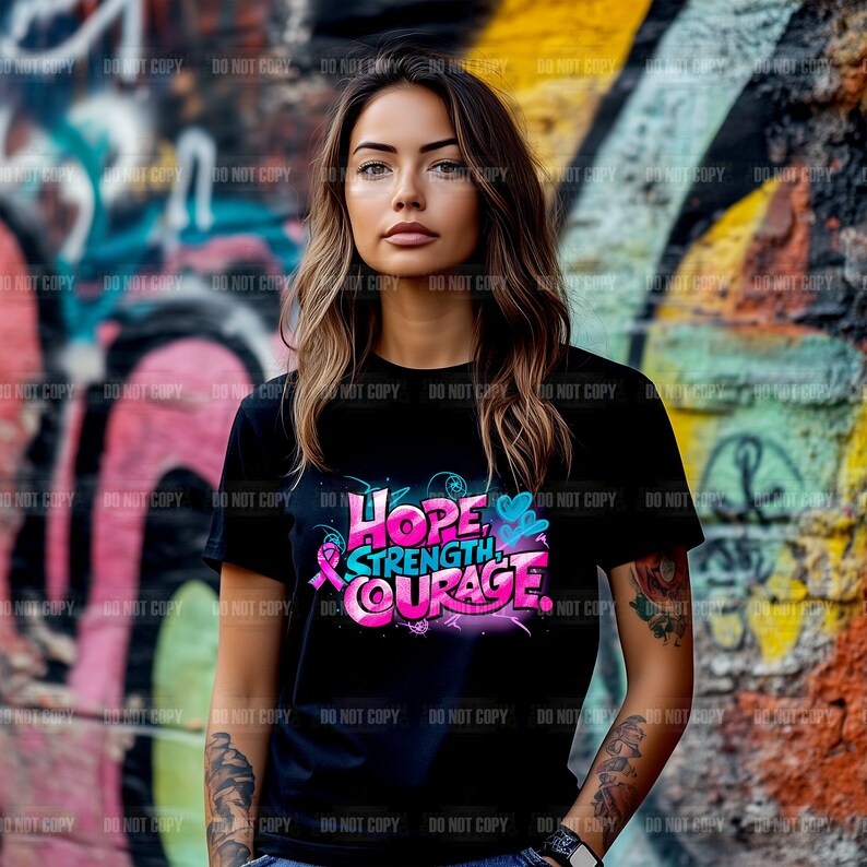 Hope Strength Courage PNG | Uplifting Breast Cancer Awareness Design ...
