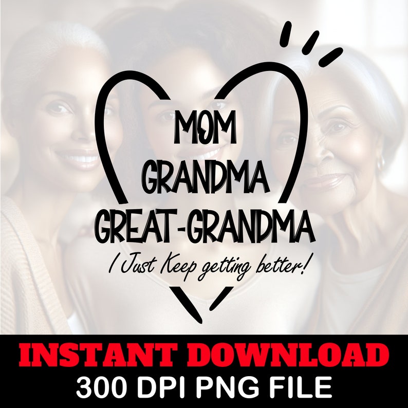 Mom, Grandma, Great-grandma PNG. Generations of Love SVG. Family Legacy ...