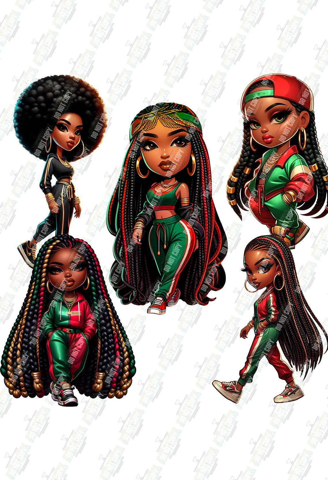 Juneteenth Celebration Bundle: 5 Unique African American Character Pngs ...