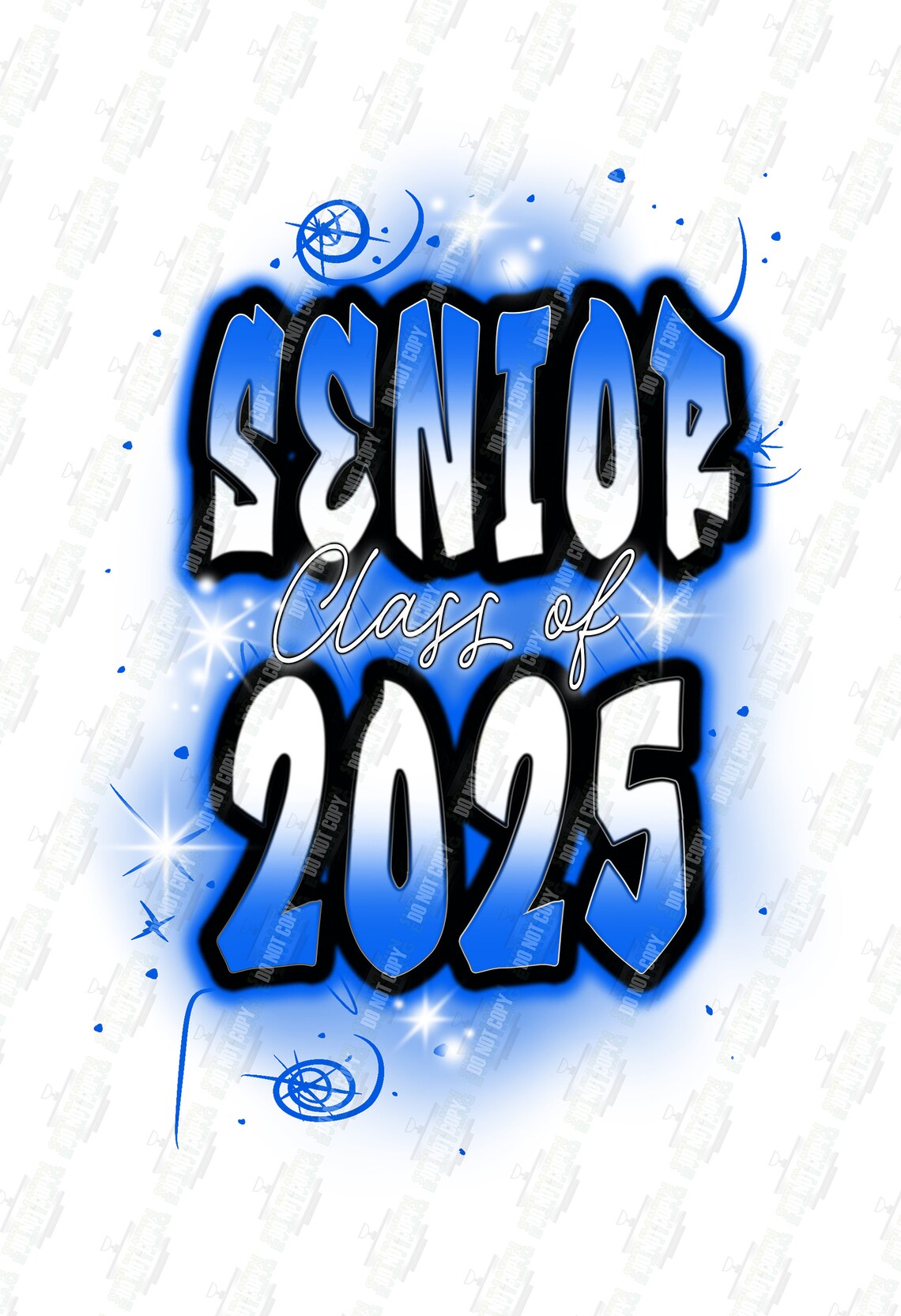 Senior Class of 2025 Blue Airbrush Graduation Digital PNG – Instant ...